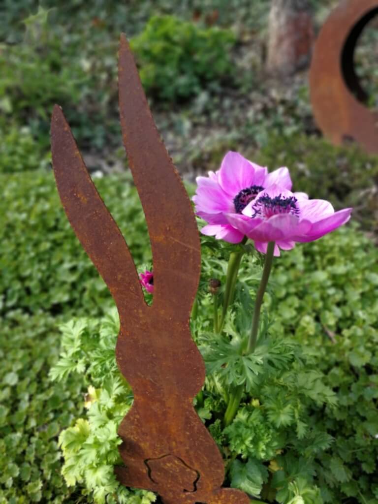 Edelrost Topfstecker Hase Roger Langohr - Angels Garden Dekoshop