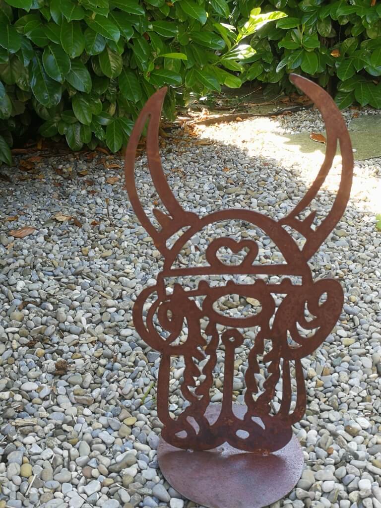 Edelrost Wikinger Tjure mit Zöpfe - Angels Garden Dekoshop