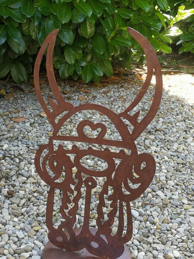 Edelrost Wikinger Tjure mit Zöpfe - Angels Garden Dekoshop