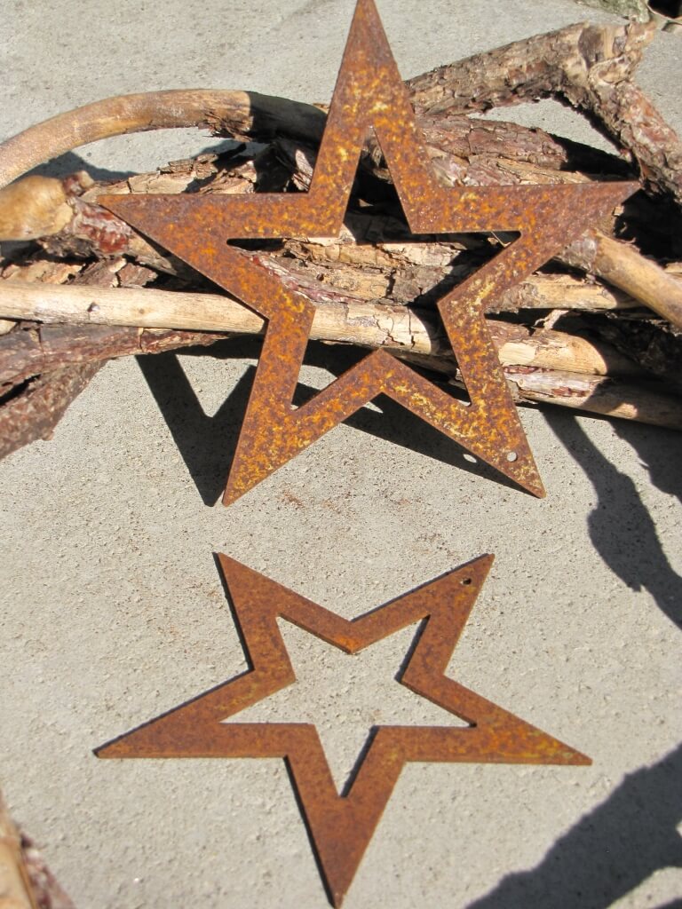 Stern zum Hängen aus Edelrost, 5-zackig offen 5 Größen - Angels Garden ...